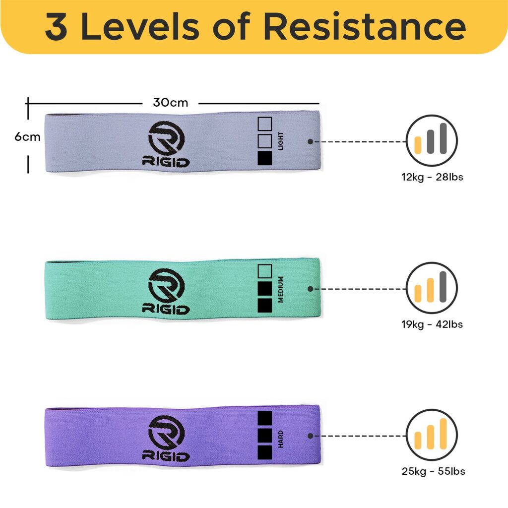 Powerful Fabric Hip Resistance Bands - 3-Level Non-Slip Glute & Leg ...