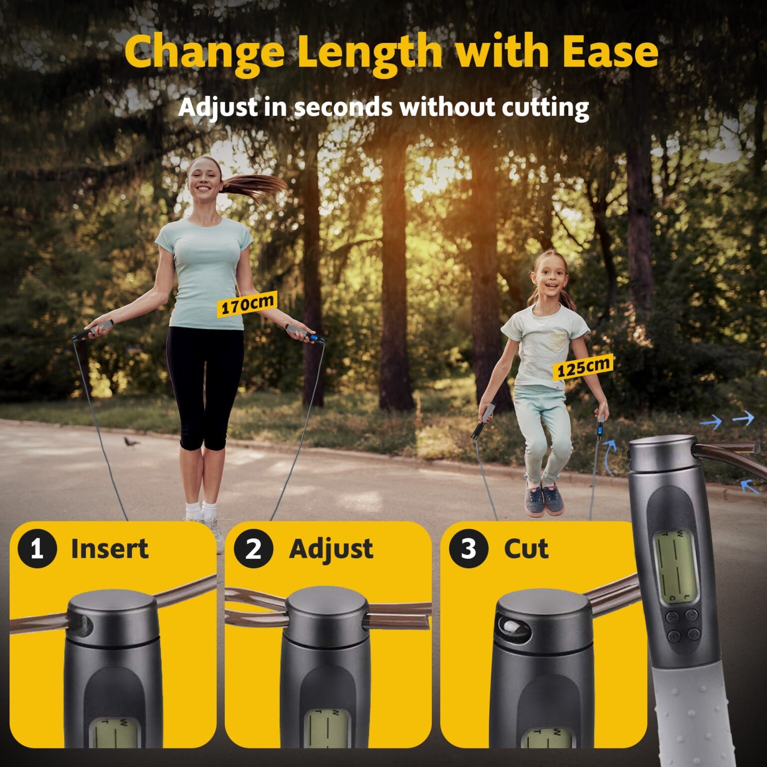 Startling Digital Jump Rope with Counter – Adjustable Cordless Skipping ...