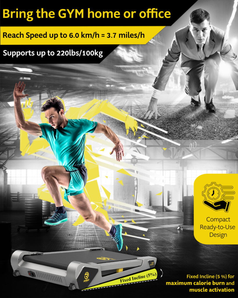 RIGID FITNESS Under Desk Walking Pad Treadmill with 5% Incline | Quiet ...